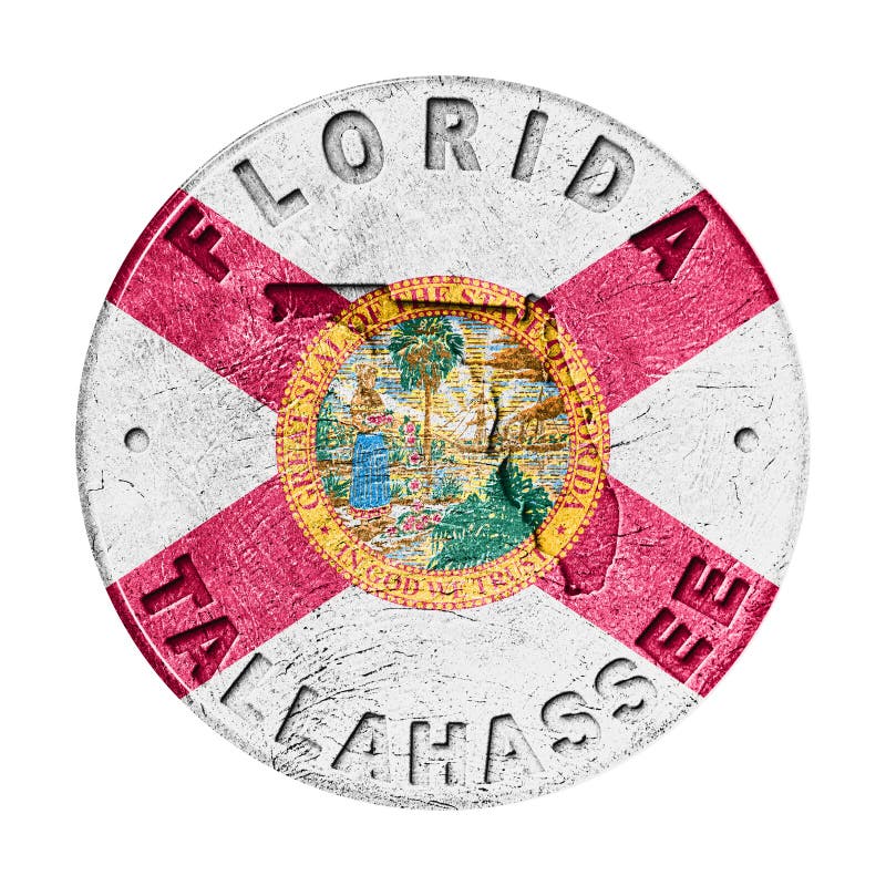 Florida Flag Button with Map Stock Illustration - Illustration of flag ...