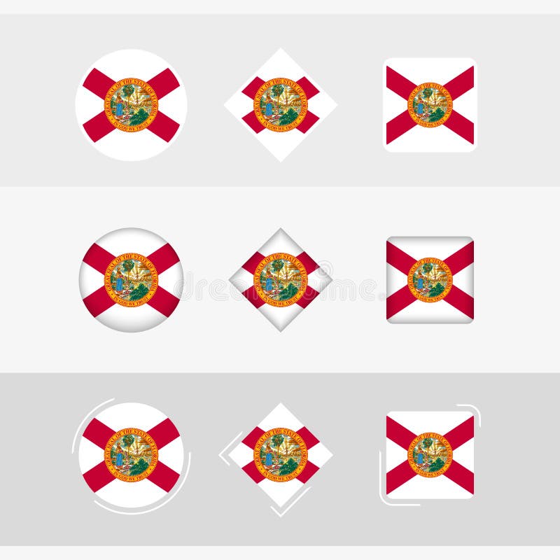 Florida Flag Icons Set, Vector Flag of Florida Stock Vector ...