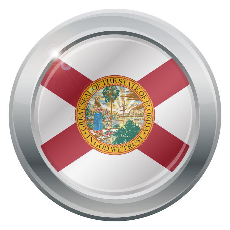 Florida Flag Silver Icon stock illustration. Illustration of american ...