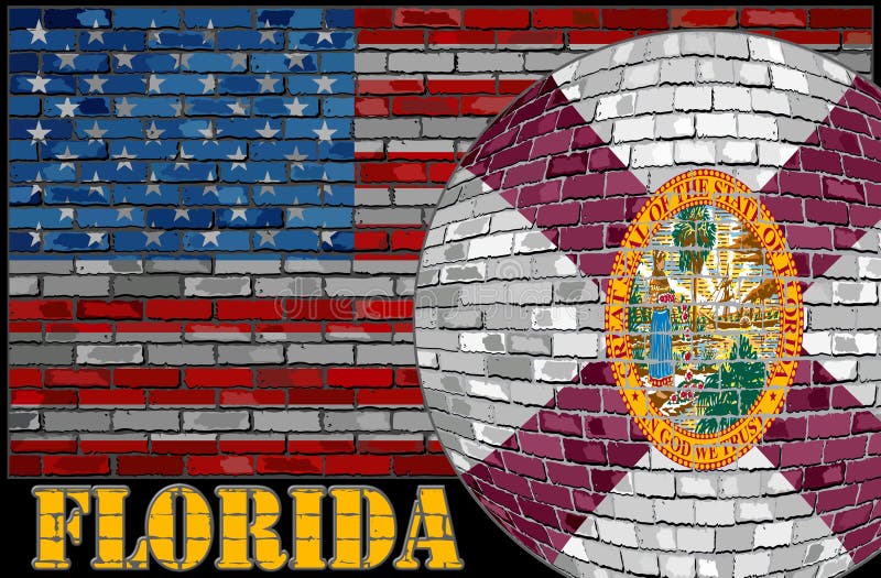 Florida Flag on the USA Flag Background Stock Illustration ...