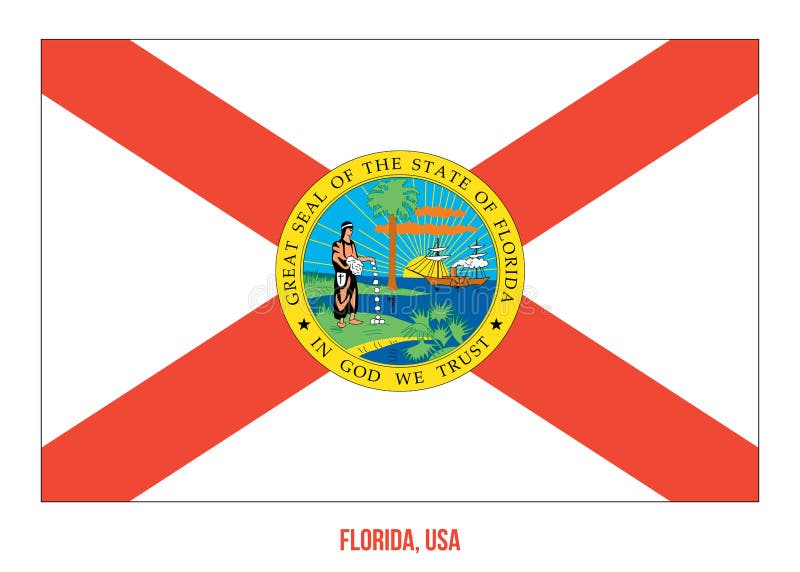 Florida Flag Waving Vector Illustration on White Background. USA State ...