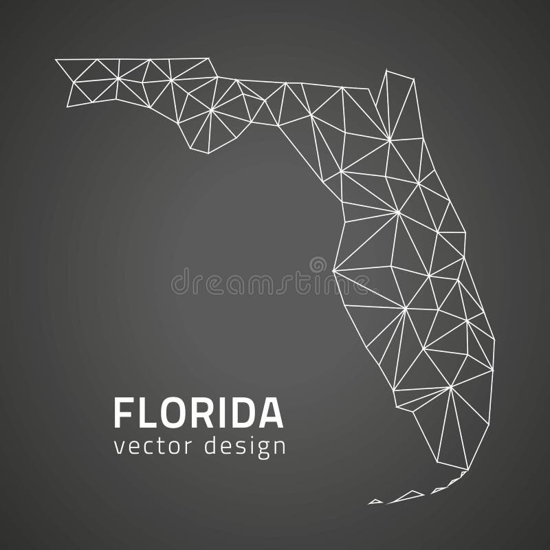 Florida Black Outline Vector Polygonal Triangle Map Stock Vector ...