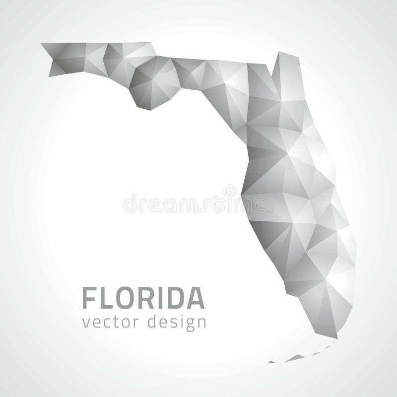 Florida Grey and Silver Shadow Vector Mosaic 3d Map Stock Vector ...