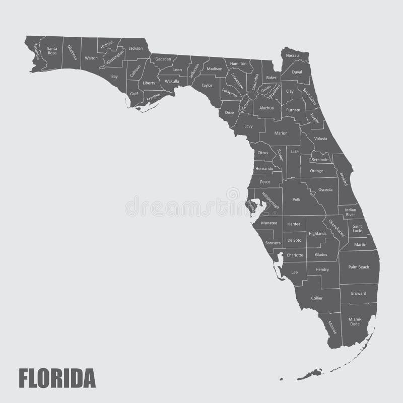 Florida and its counties stock illustration. Illustration of vector ...