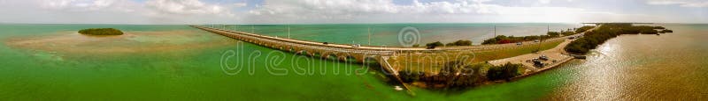 Florida Keys Bridge, Beautiful Sunset Aerial View Stock Photo - Image ...