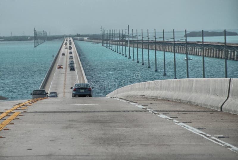 Florida Keys US1 Highway with Beautiful Blue Sky. Stock Photo - Image ...