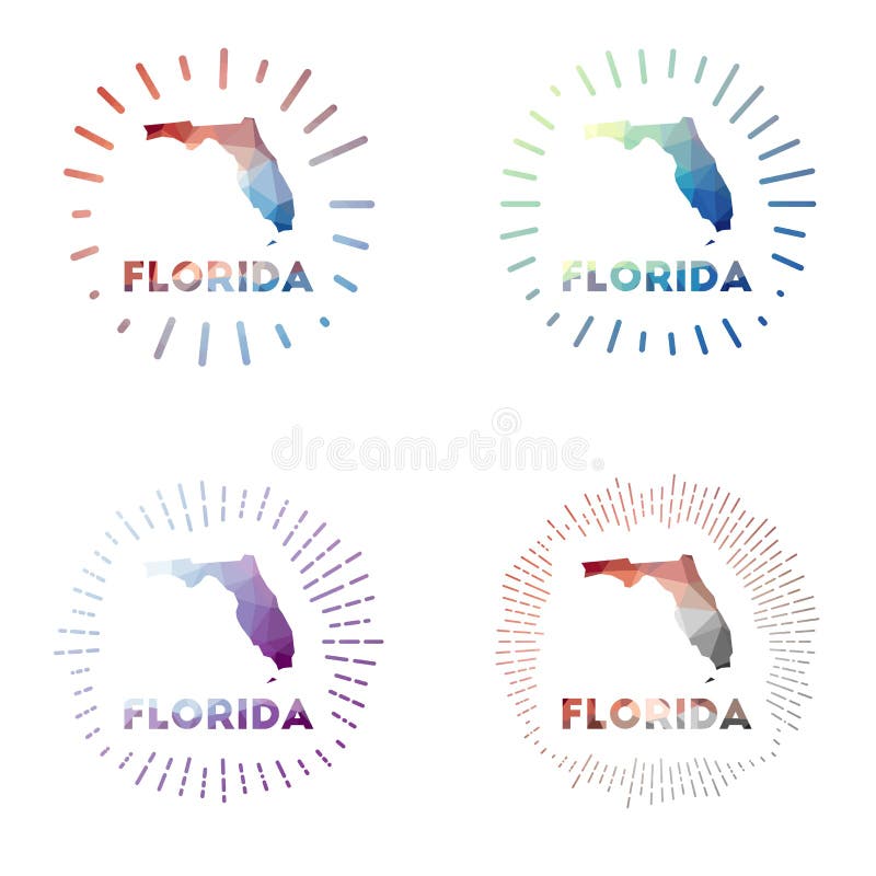 Florida Low Poly Sunburst Set. Stock Vector - Illustration of ...