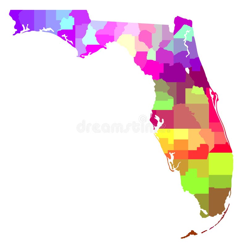 Florida Counties Map Stock Illustrations – 540 Florida Counties Map ...