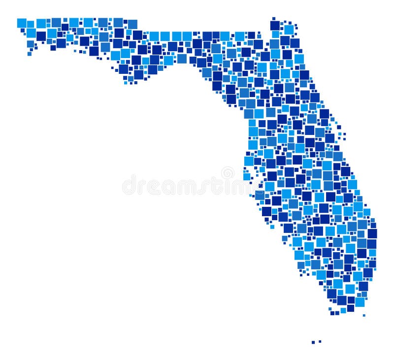 Florida Map Mosaic of Pixels Stock Vector - Illustration of land ...