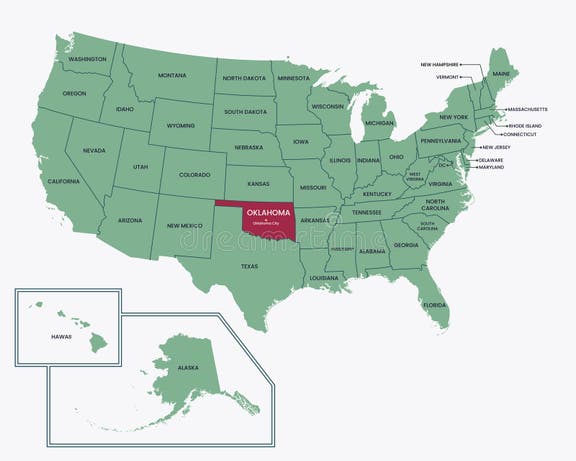 Oklahoma State, USA. Editable Isolated Blank Vector Map of United ...