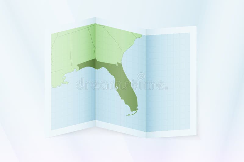 Florida Map, Folded Paper with Florida Map Stock Vector - Illustration ...