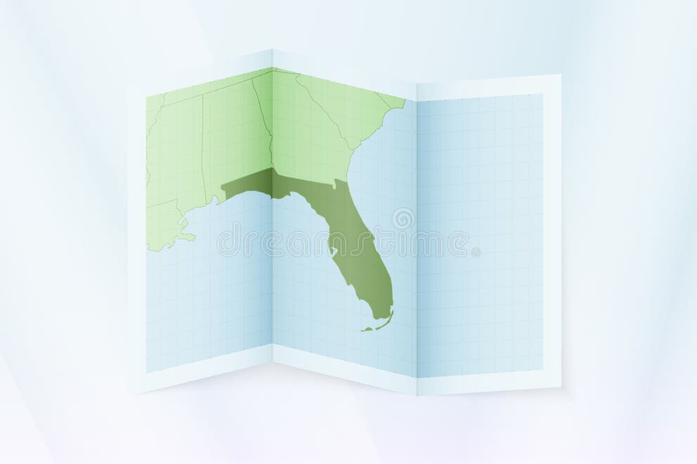 Florida Map, Folded Paper with Florida Map Stock Vector - Illustration ...