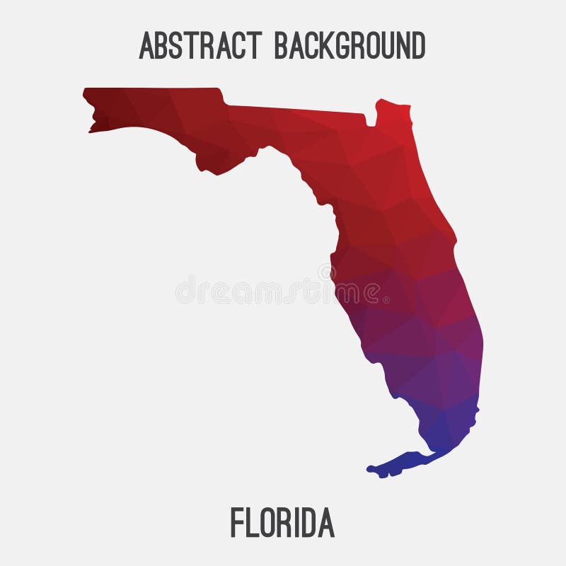 Florida Map in Geometric Polygonal,mosaic Style. Stock Illustration ...