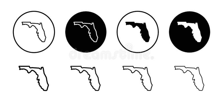 Florida Map Icon Vector Set Collection for Web Stock Vector ...