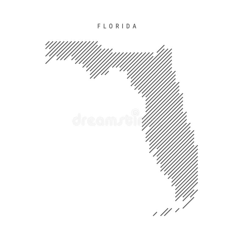 Florida Map from Pattern of Black Slanted Parallel Lines. Flat Vector ...