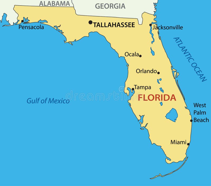 Florida - Map of a State - Vector Stock Vector - Illustration of ocean ...