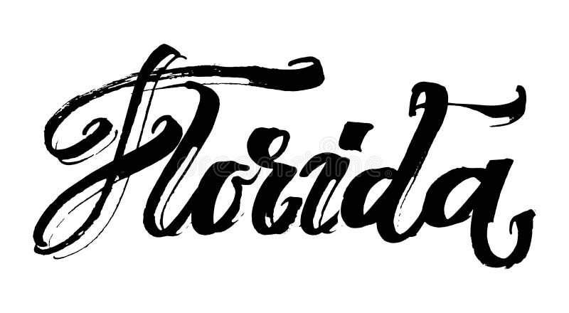 Florida. Modern Calligraphy Hand Lettering for Serigraphy Print Stock ...