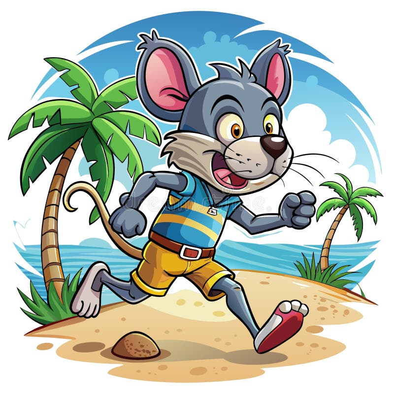 Florida Mouse Humiliated Runs Beach Vector Stock Illustration ...
