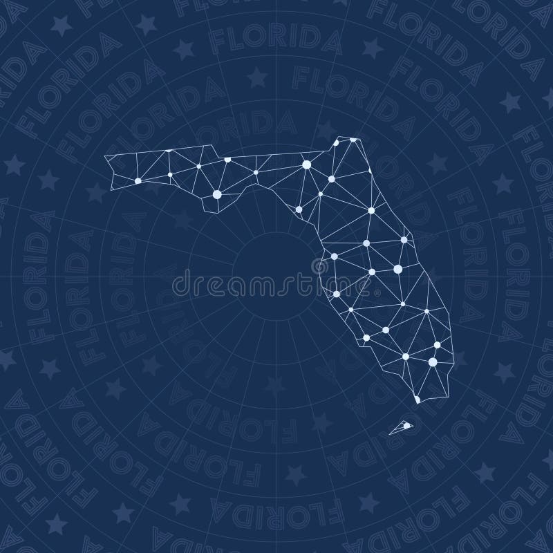 Florida Network, Constellation Style Us State Map. Stock Vector ...