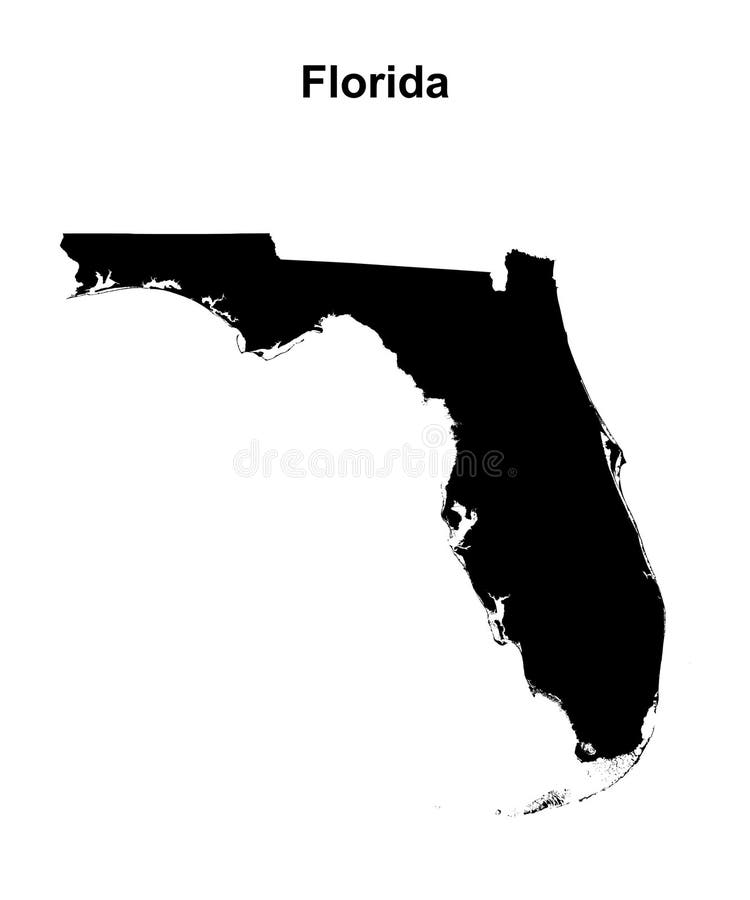 Florida outline map stock vector. Illustration of detailed - 360688035