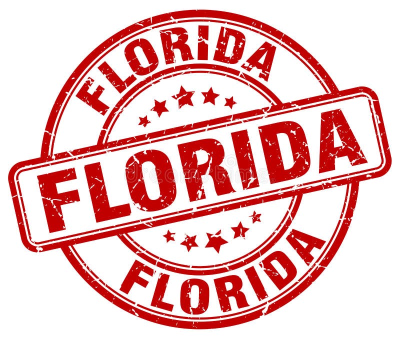 Florida Red Grunge Round Vintage Stamp Stock Vector - Illustration of ...