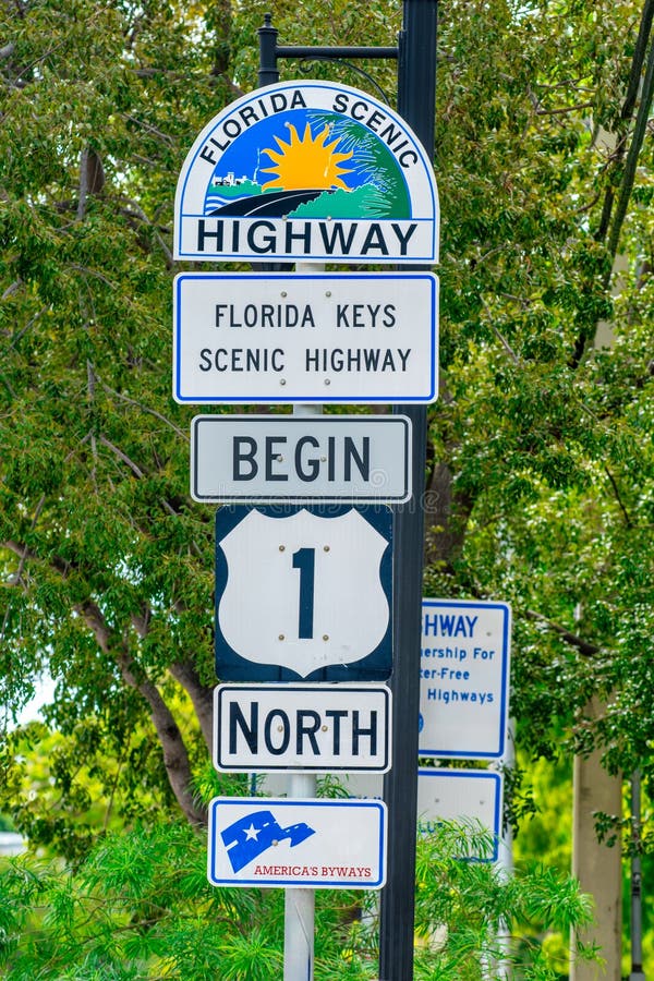 Florida Scenic Highway 1 Road Sign Start Stock Photo - Image of road ...