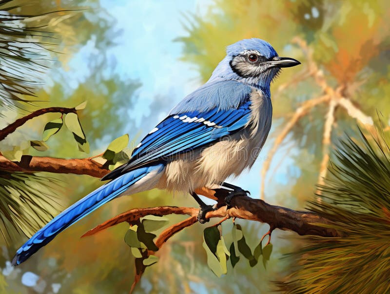 Florida Scrub Jay Staring Made with Generative AI Illustration Stock ...