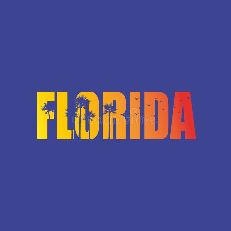 Florida Slogan and Palms Vector Illustration on White Stock Vector ...