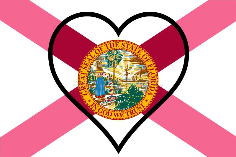 Florida State Flag with Heart Stock Vector - Illustration of drawing ...
