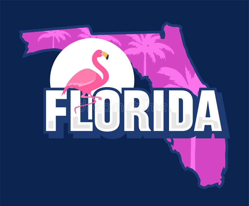 Florida State with Flamingo Silhouette Stock Illustration ...