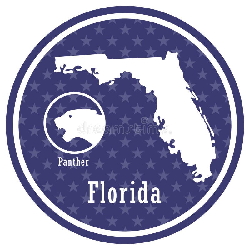 Florida State Map with Panther. Vector Illustration Decorative Design ...