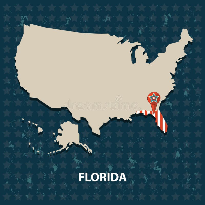 Florida State on the Map of Usa. Vector Illustration Decorative Design ...