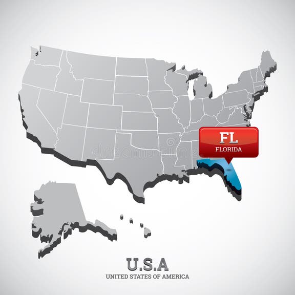 Florida State on the Map of Usa. Vector Illustration Decorative Design ...