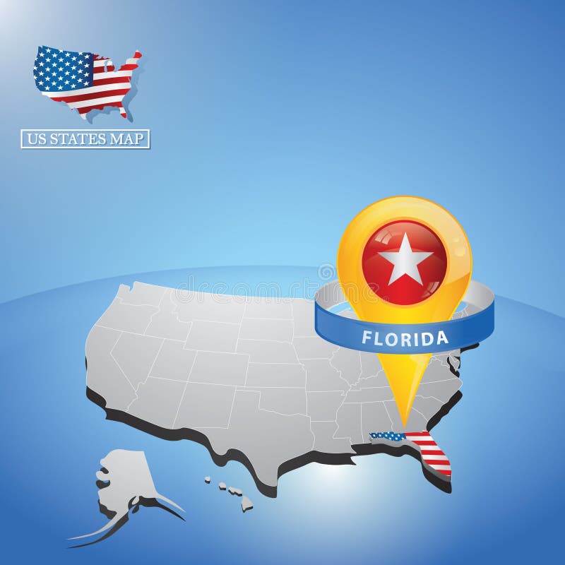 Florida State on Map of Usa. Vector Illustration Decorative Design ...