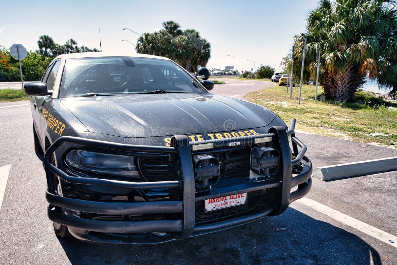 Florida State Trooper S Car Parked at the Rest Area Editorial Stock ...