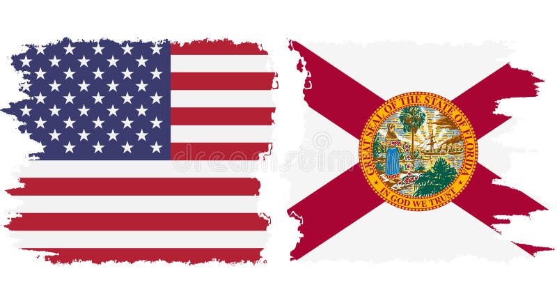 Florida State and USA Grunge Flags Connection Vector Stock Vector ...