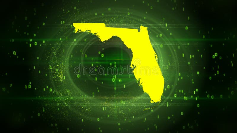 Florida State (USA) Map on Digital Background Stock Illustration ...
