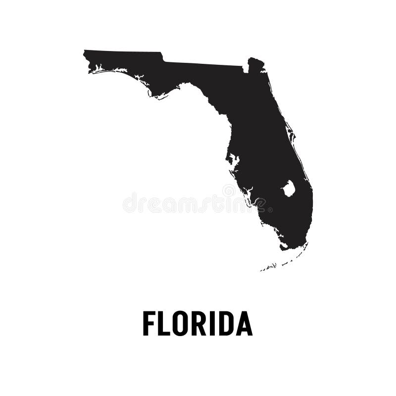 Florida, State of USA - Solid Black Outline Map of Country Area. Simple ...