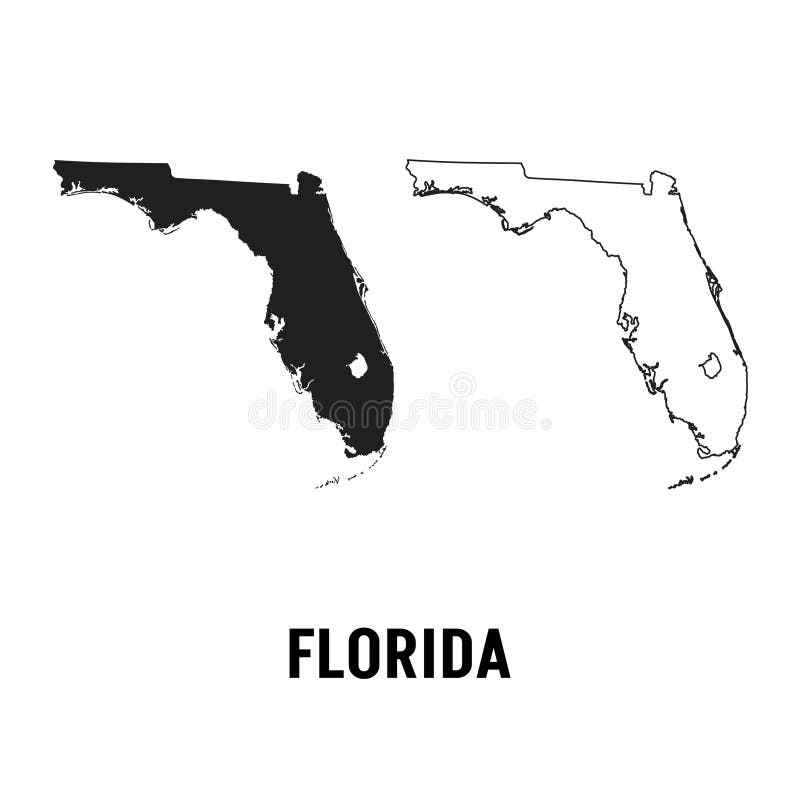 Florida, State of USA - Solid Black Outline Map of Country Area. Simple ...