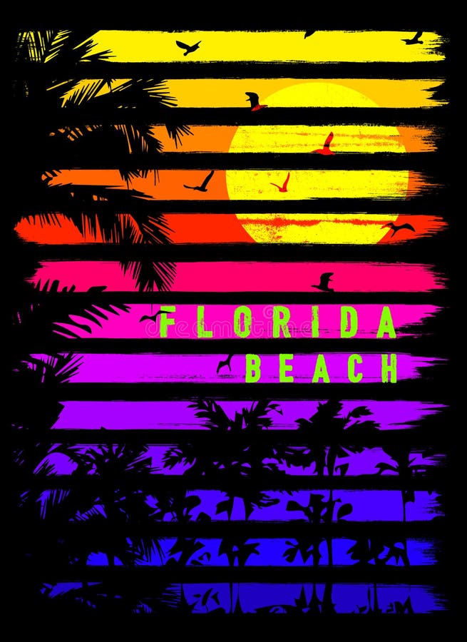Florida Summer Tee Graphic Design Stock Vector - Illustration of ...