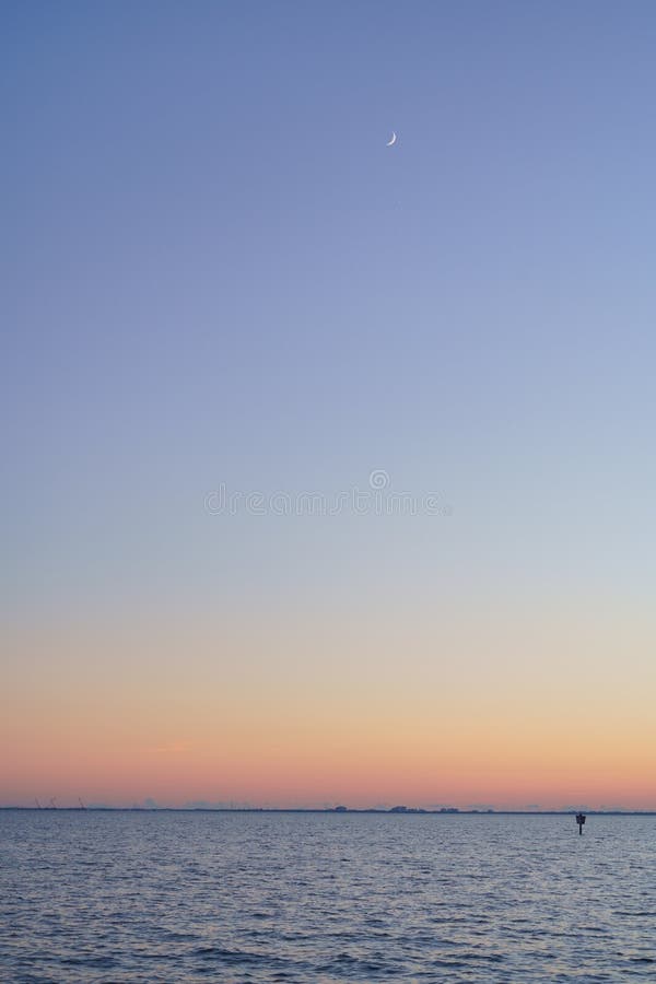 Florida Tampa Bay Sunset and Moon Stock Image - Image of landscape ...