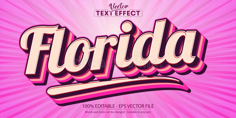 Florida Text, 80s Text Style and Editable Text Effect Stock Vector ...