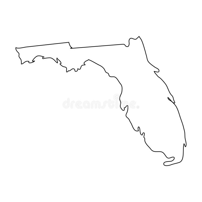 Florida - U.S. State. Contour Line in Black Color. Vector Illustration ...