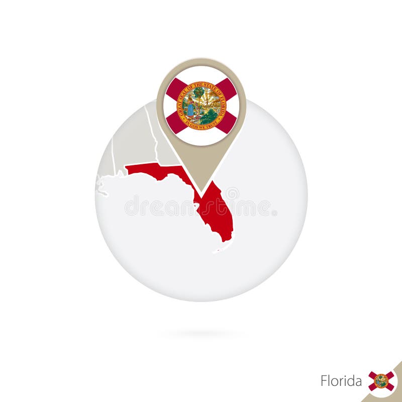 Florida US State Map and Flag in Circle. Map of Florida, Florida Flag ...