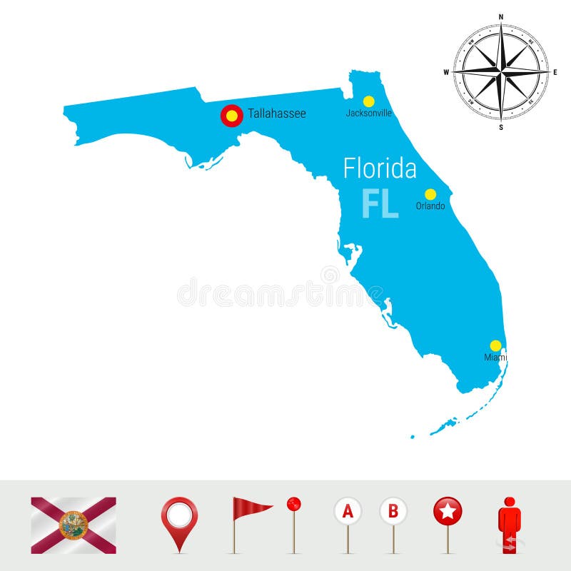 Florida Vector Map Isolated on White Background. High Detailed ...