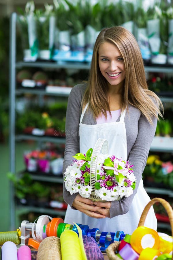 Female Florist Small Business Flower Shop Owner Stock Image - Image of ...