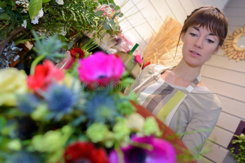 Florist Behind Closeup Flowers Stock Image - Image of trade, young ...