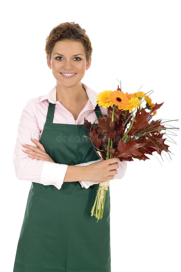 Portrait of Delivery Driver with Flowers Stock Image - Image of ...