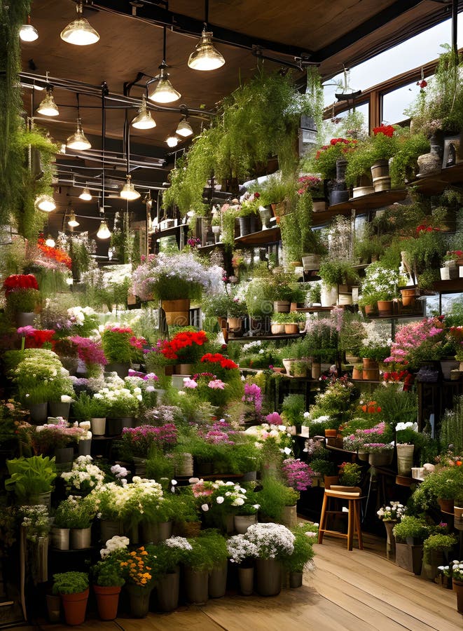 Florist Shop with Cozy Interior Design. Stock Illustration ...