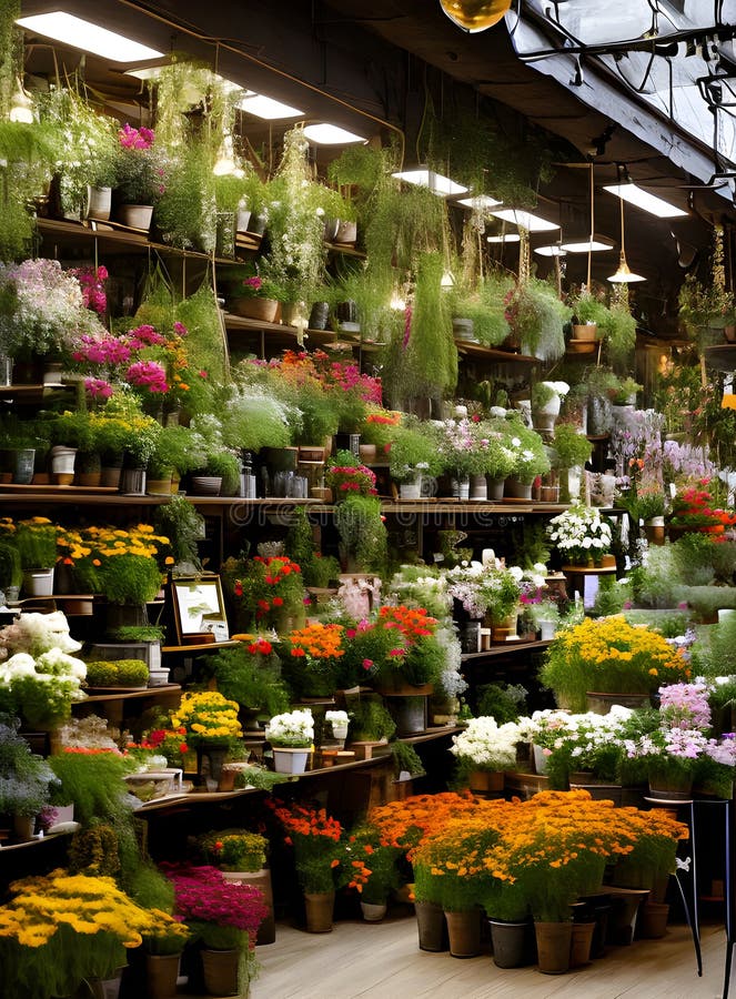 Florist Shop with Cozy Interior Design. Stock Illustration ...